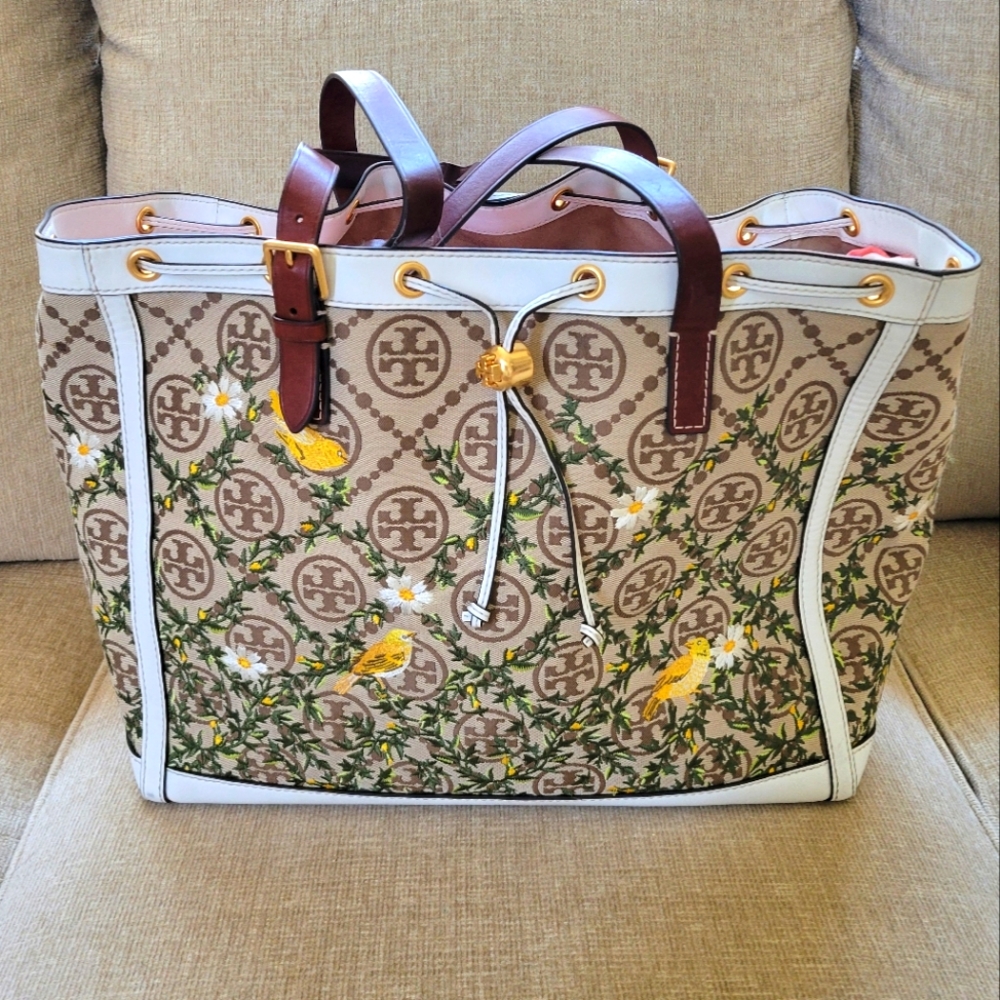 Tory Burch T Monogram Jacquard Embroidered Tote - Gem